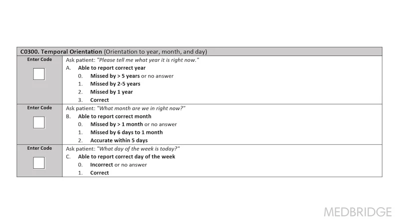 OASIS-E1: Sections B and C | Medbridge