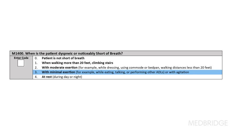 OASIS-E1: M1400. Improvement in Dyspnea | Medbridge